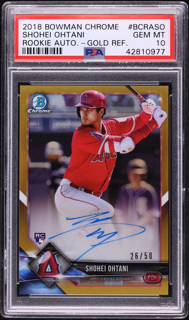 2018 Bowman Chrome Gold Refractor Shohei Ohtani ROOKIE AUTO /50 PSA 10 GEM MINT on Fanatics Collect