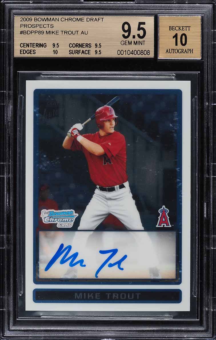 2009 Bowman Chrome Draft Mike Trout ROOKIE AUTO #BDPP89 BGS 9.5 GEM ...