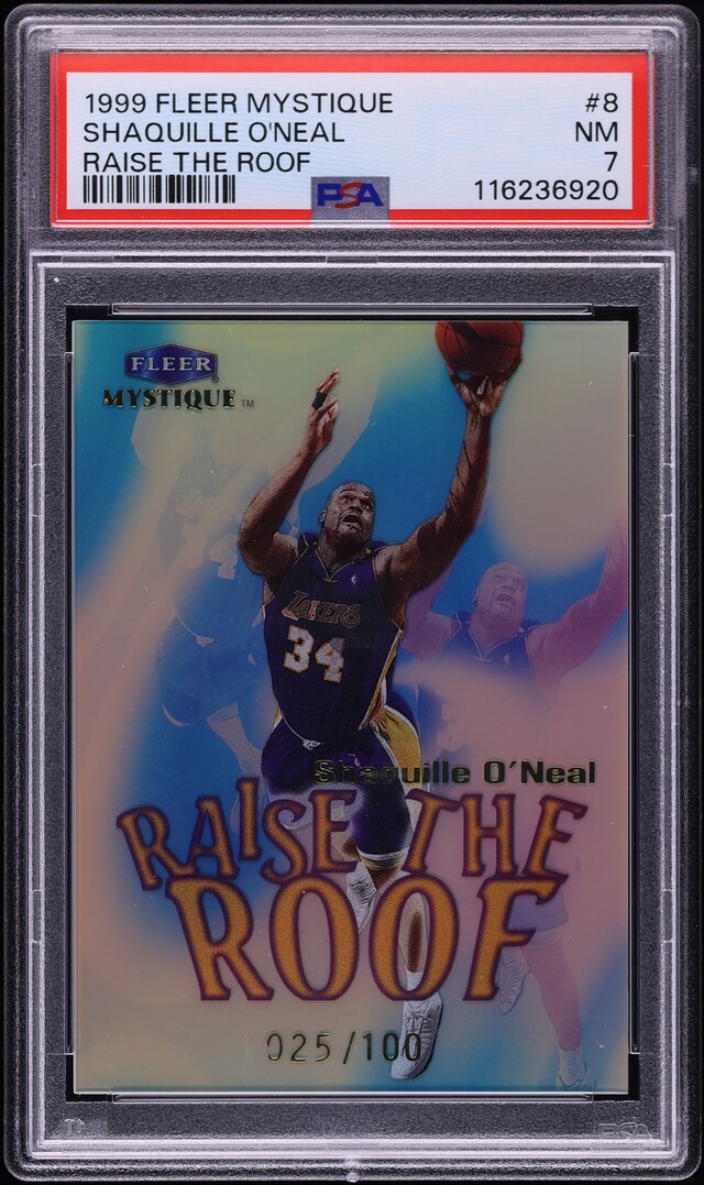 1999 Fleer Mystique Raise The Roof Shaquille O'Neal /100 #8 PSA 7 NRMT ...