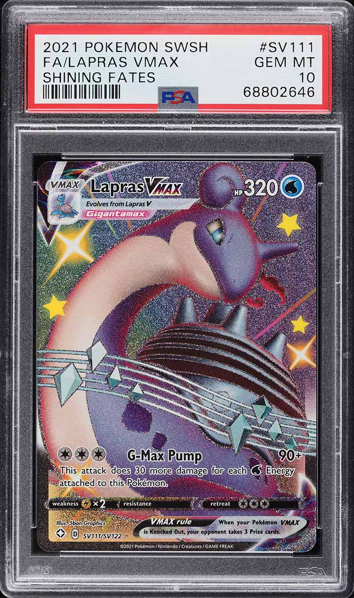 2021 Pokemon Sword & Shield Shining Fates Shiny Lapras VMAX #SV111 PSA ...