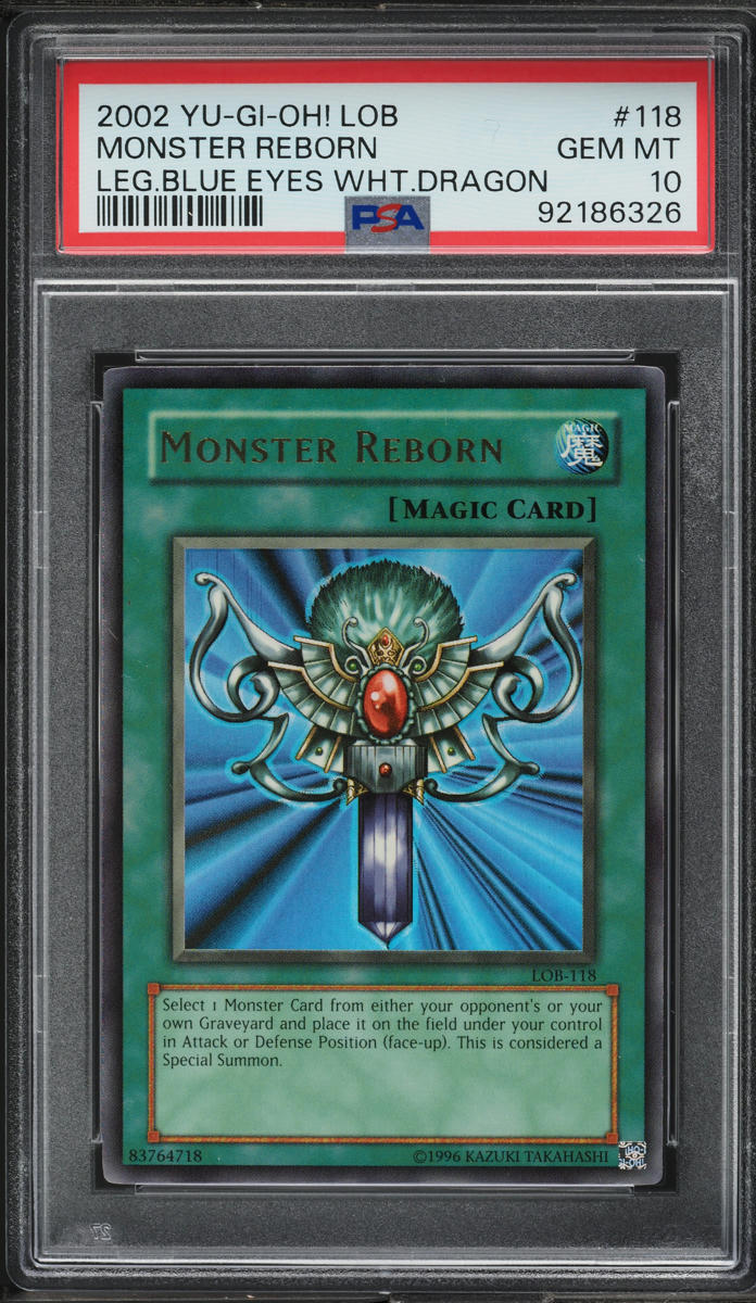 2002 Yu-Gi-Oh! Legend Of Blue-Eyes White Dragon Monster Reborn #LOB-118 PSA 10 on Fanatics Collect
