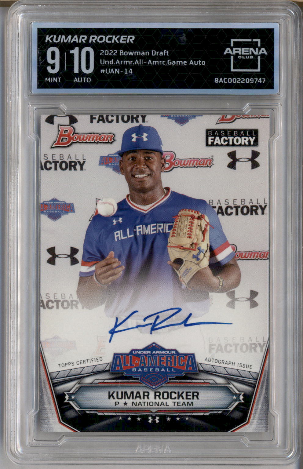 2022 Bowman Draft Under Armour All American Game Auto Kumar Rocker ...