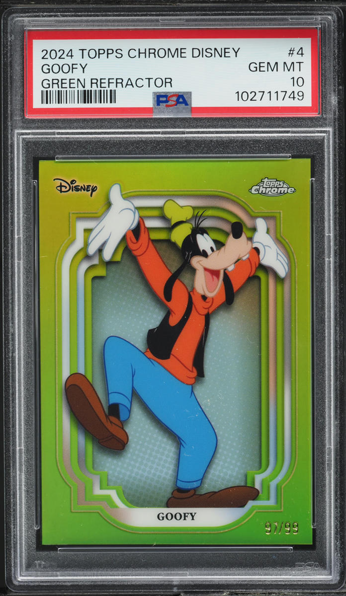 2024 Topps Chrome Disney Green Refractor Goofy /99 #4 PSA 10 GEM MINT ...
