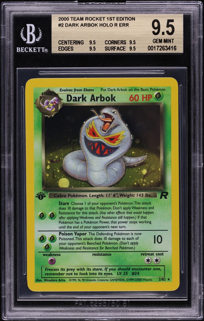 2000 Pokemon Team Rocket 1st Edition Holo Dark Slowbro #12 BGS 9.5 GEM ...