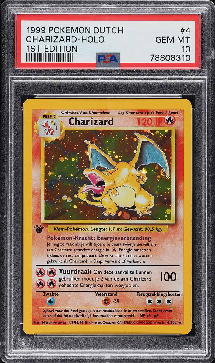 1999 Pokemon Dutch Base Set 1st Edition Holo Charizard #4 PSA 10 GEM ...