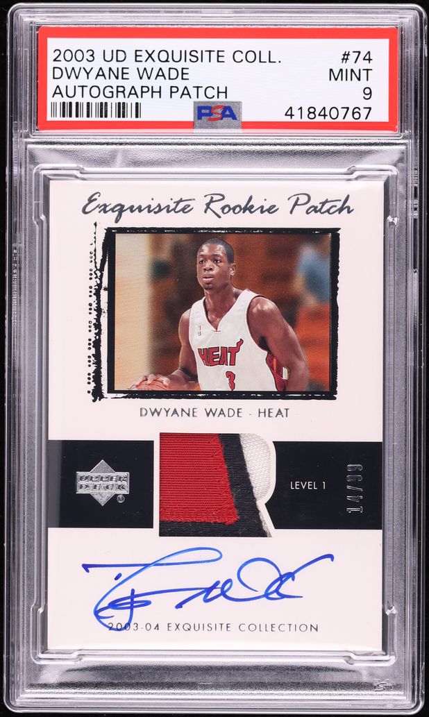 2003 Exquisite Collection Dwyane Wade ROOKIE PATCH AUTO /99 #74 PSA 9 MINT on Fanatics Collect
