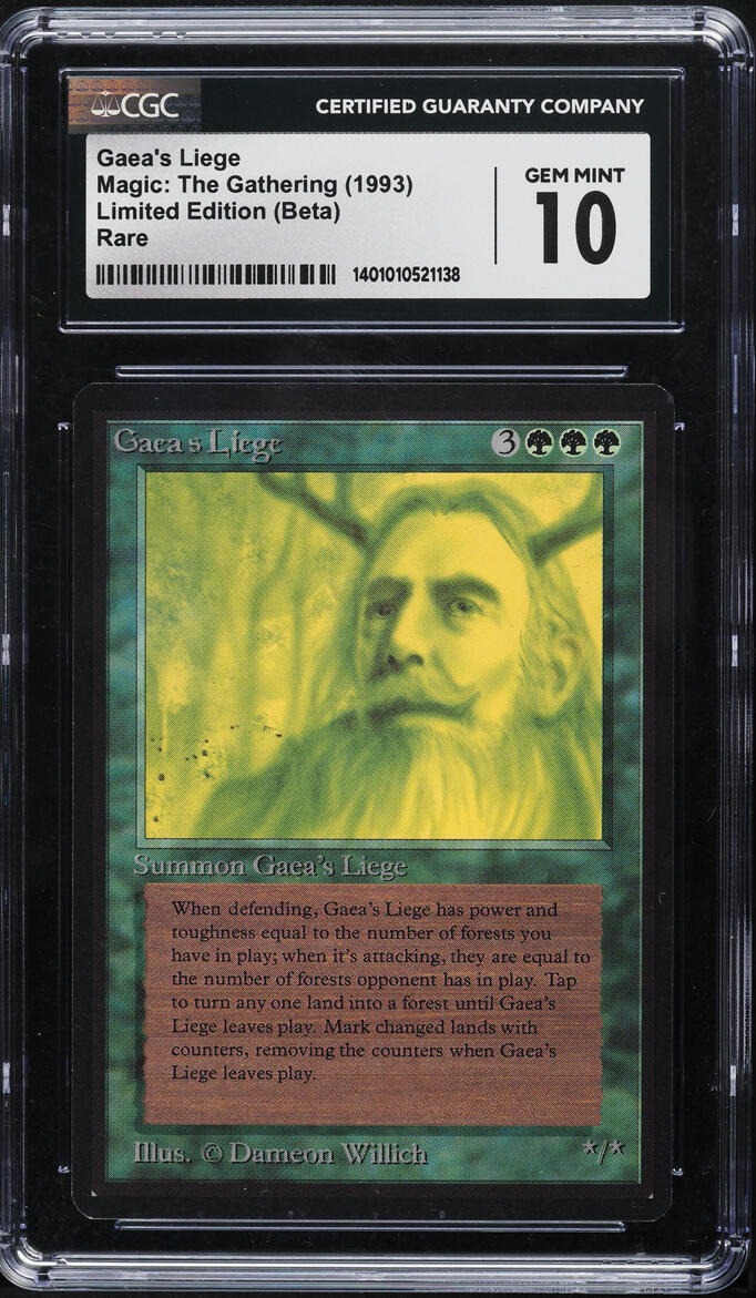 1993 Magic The Gathering MTG Beta Rare Gaea's Liege CGC 10 GEM MINT on ...