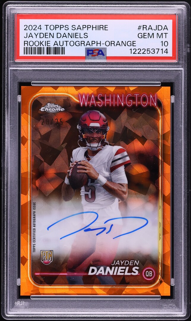 2024 Topps Chrome Sapphire Orange Jayden Daniels ROOKIE AUTO /25 #RA ...