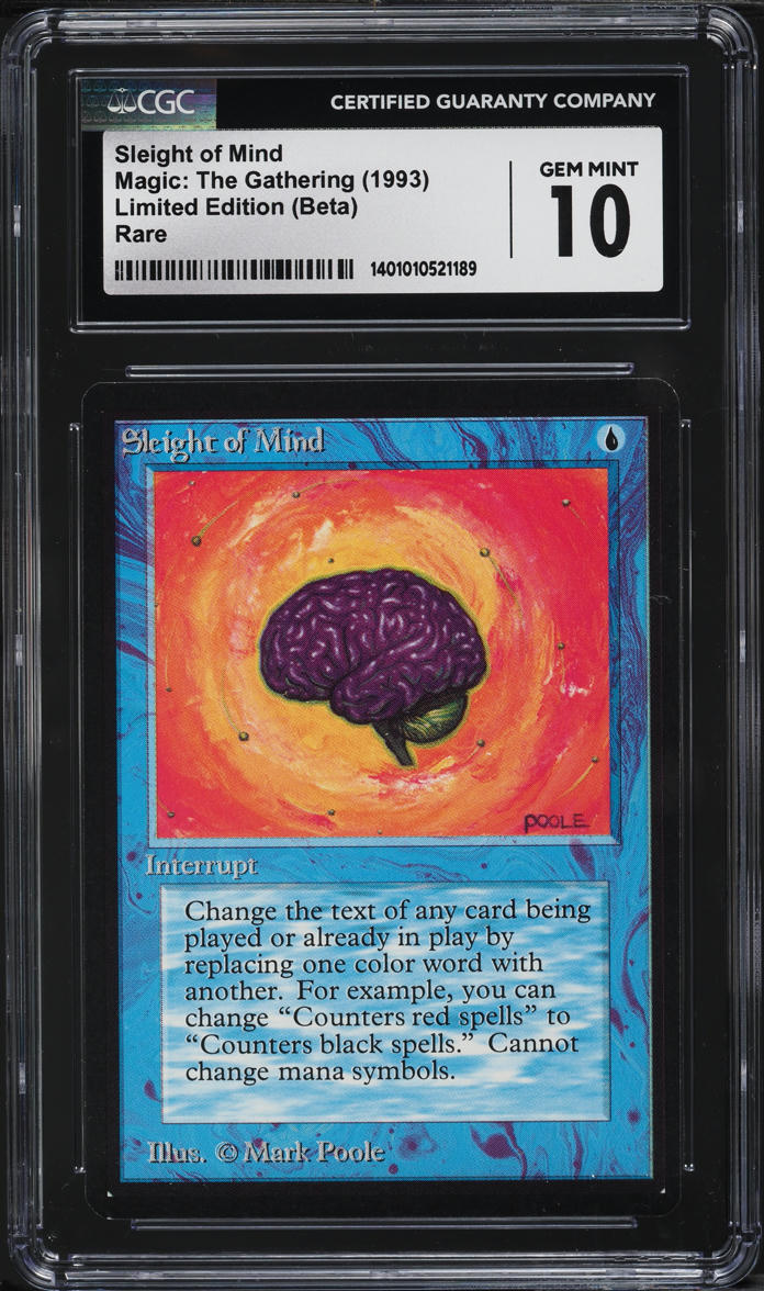1993 Magic The Gathering MTG Beta Rare Sleight Of Mind CGC 10 GEM on ...