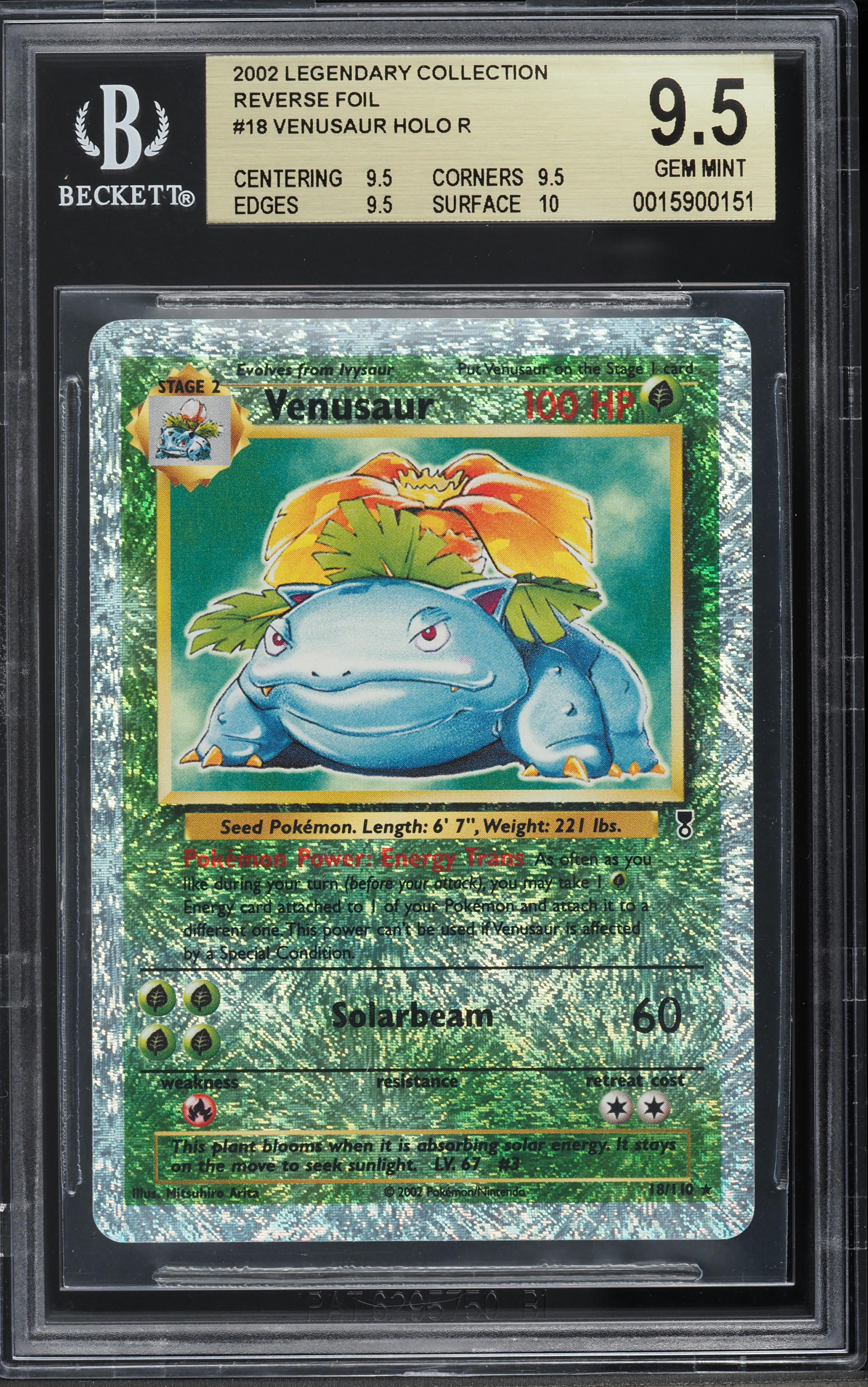 2002 Pokemon Legendary Collection Reverse Holo Venusaur #18 BGS 9.5 GEM ...