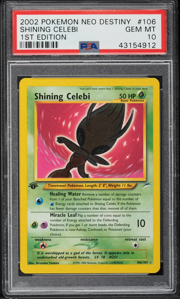2002 Pokemon Neo Destiny 1st Edition Shining Celebi #106 PSA 10 GEM ...