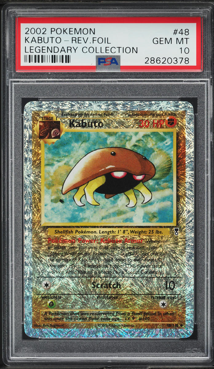 2002 Pokemon Legendary Collection Reverse Holo Kabuto #48 PSA 10 GEM ...
