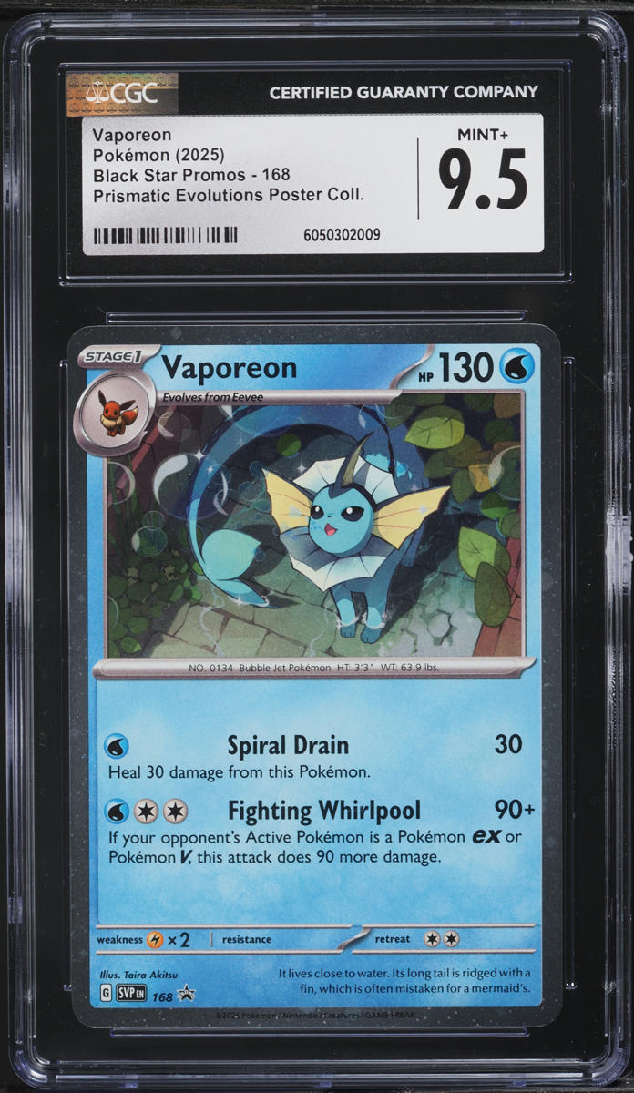 2025 Pokemon SV Black Star Promo Prismatic Evolutions Vaporeon #168 CGC ...