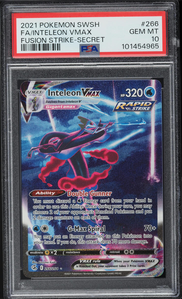 2021 Pokemon SWSH Fusion Strike Full Art Inteleon VMAX #266 PSA 10 GEM ...