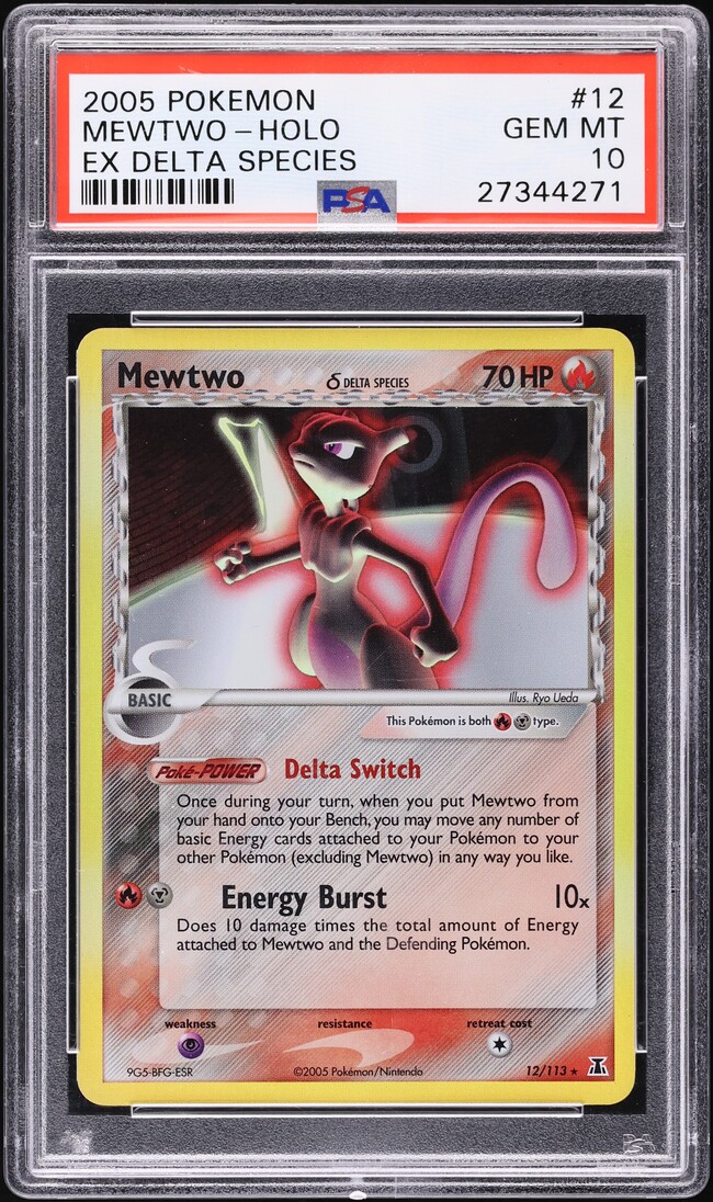 2005 Pokemon EX Delta Species Holo Mewtwo #12 PSA 10 GEM MINT on ...