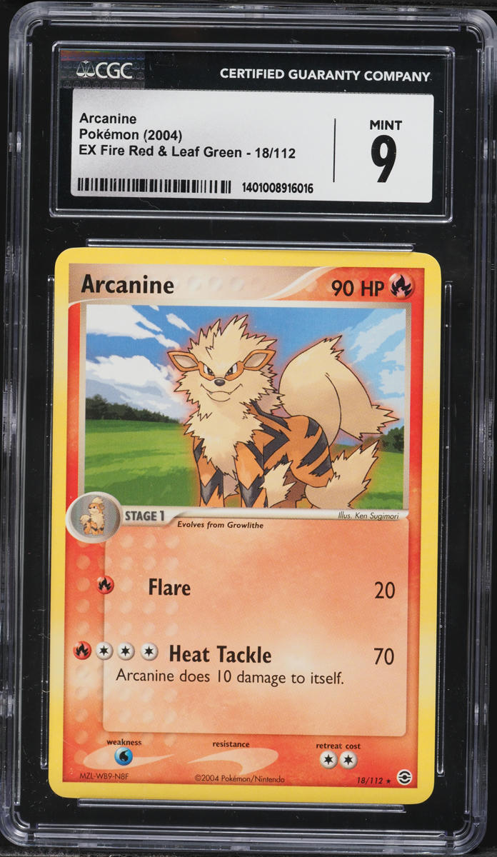 2004 Pokemon EX Fire Red & Leaf Green Arcanine #18 CGC 9 MINT on ...