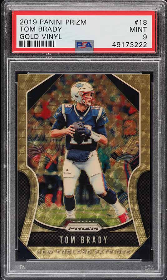 2019 Panini Prizm Gold Vinyl Prizms Tom Brady 1/5 #18 PSA 9 MINT on ...