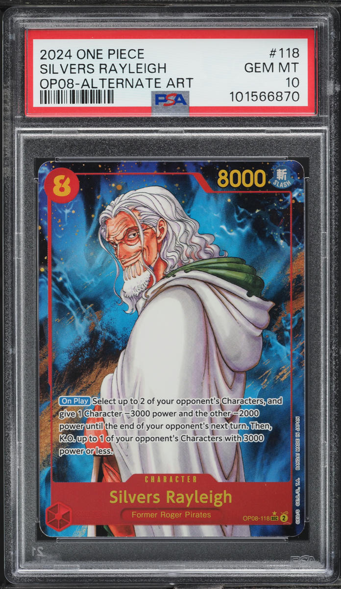 2024 One Piece Two Legends Alt Art Silvers Rayleigh #OP08-118 PSA 10 ...
