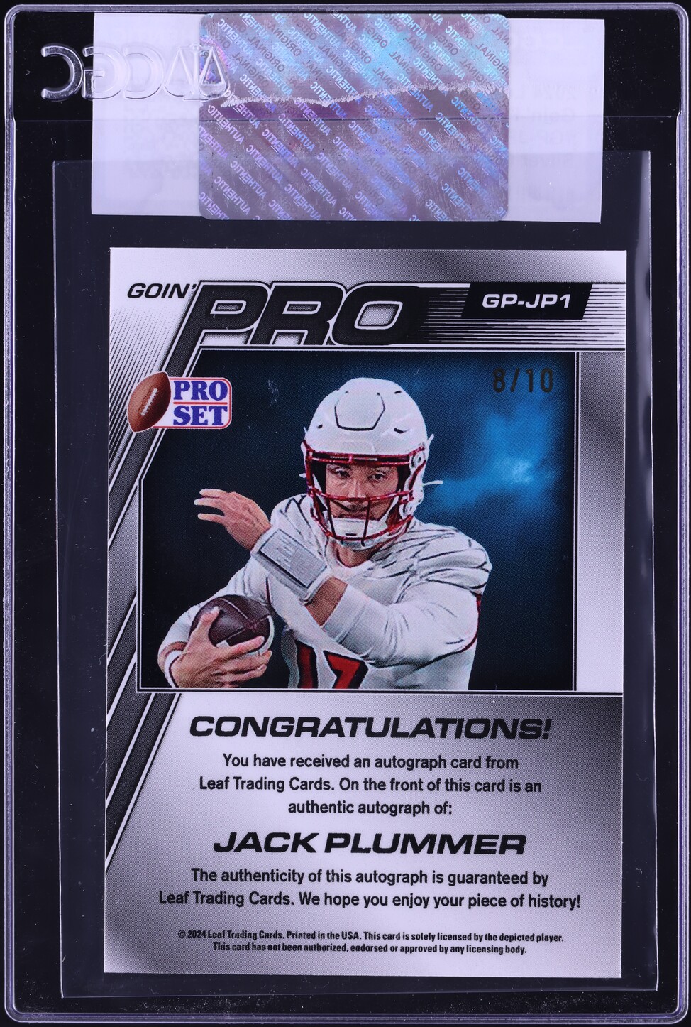 2024 Leaf Pro Set Goin' Pro Silver Crystal Jack Plummer ROOKIE AUTO /10 ...