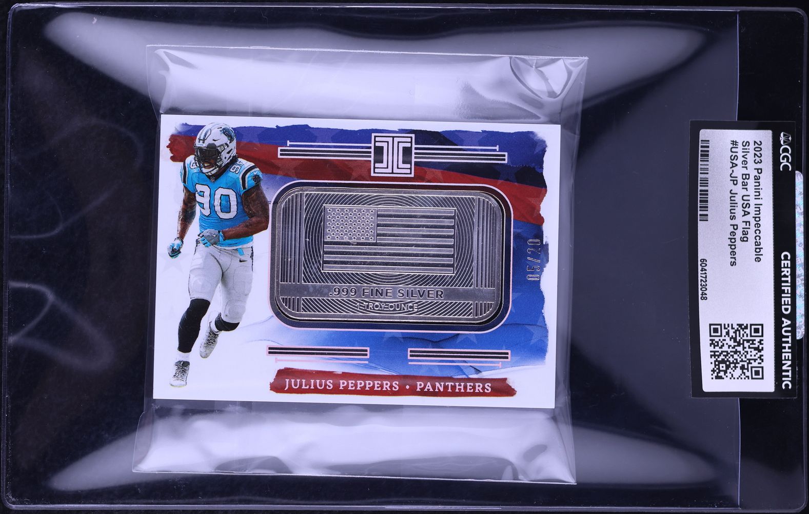 2023 Panini Impeccable Silver Bar USA Flag Julius Peppers /20 #USA-JP ...