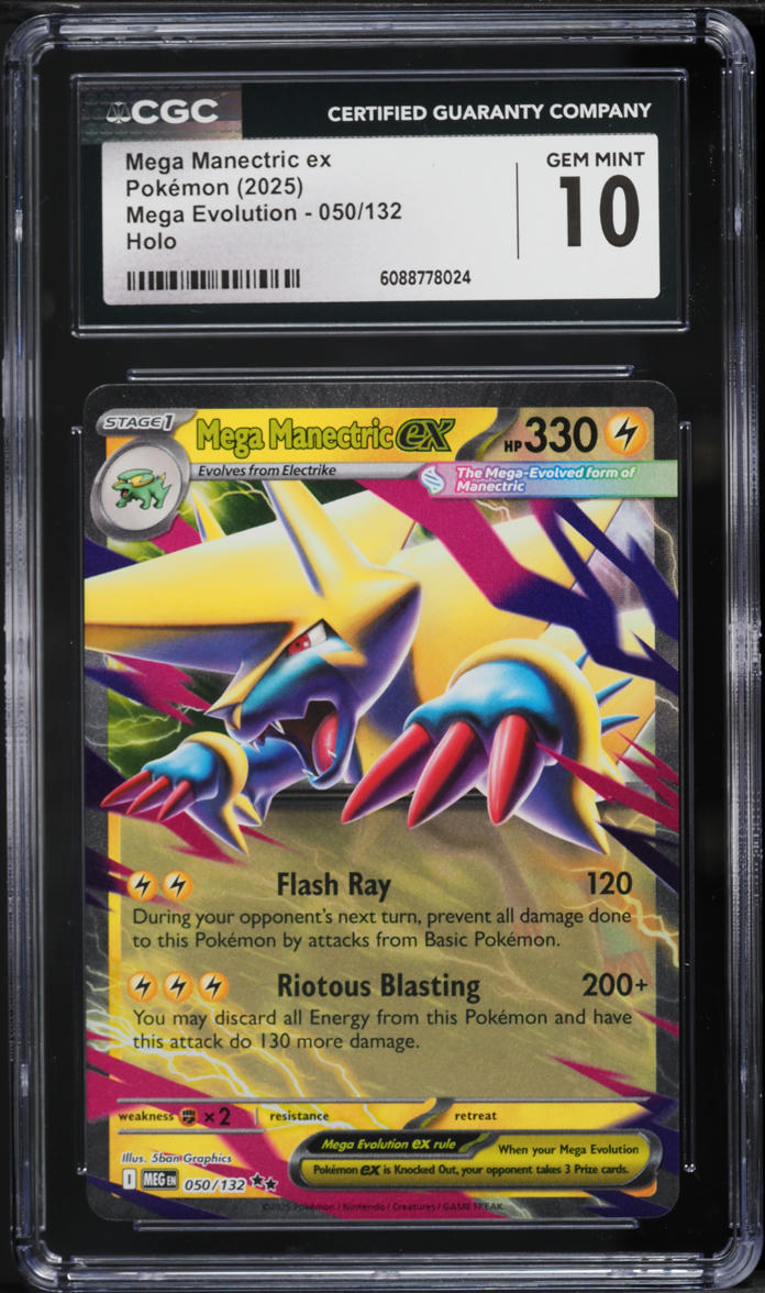 2025 Pokemon Mega Evolution Holo Mega Manectric ex #50 CGC 10 GEM MINT ...