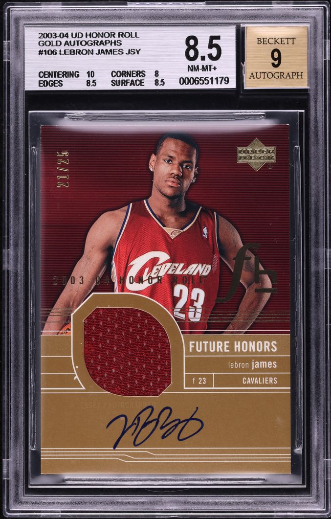 2003 Upper Deck Honor Roll Gold LeBron James ROOKIE PATCH AUTO /25 #106 ...