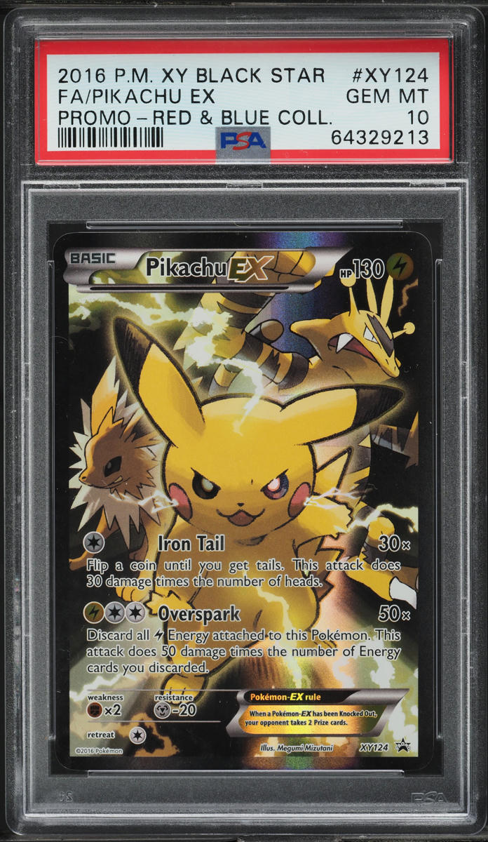 2016 Pokemon XY Black Star Promo Red & Blue Full Art Pikachu EX #XY124 ...