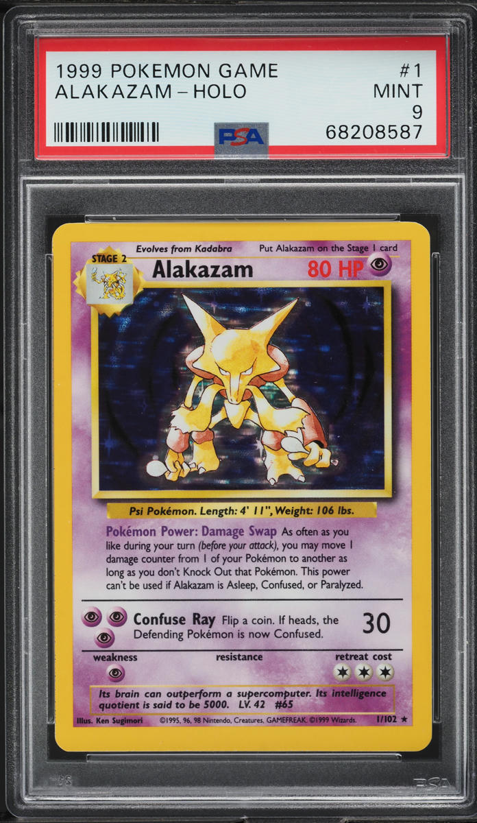1999 Pokemon Base Set Holo Alakazam #1 PSA 9 MINT on Fanatics Collect