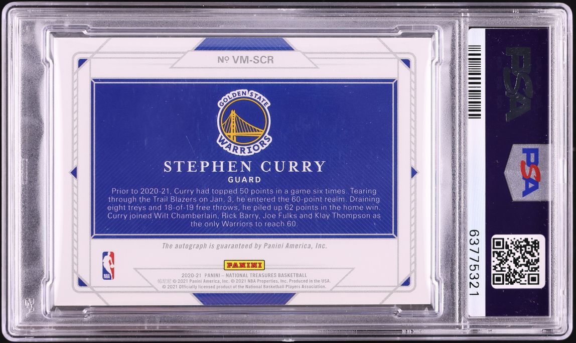 2020 National Treasures Validating Marks Stephen Curry AUTO DNA 10 /25 ...