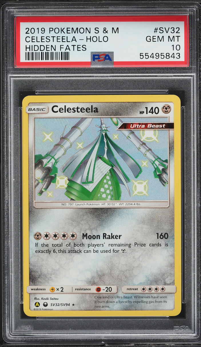 2019 Pokemon Sun & Moon Hidden Fates Shiny Celesteela #SV32 PSA 10 GEM ...