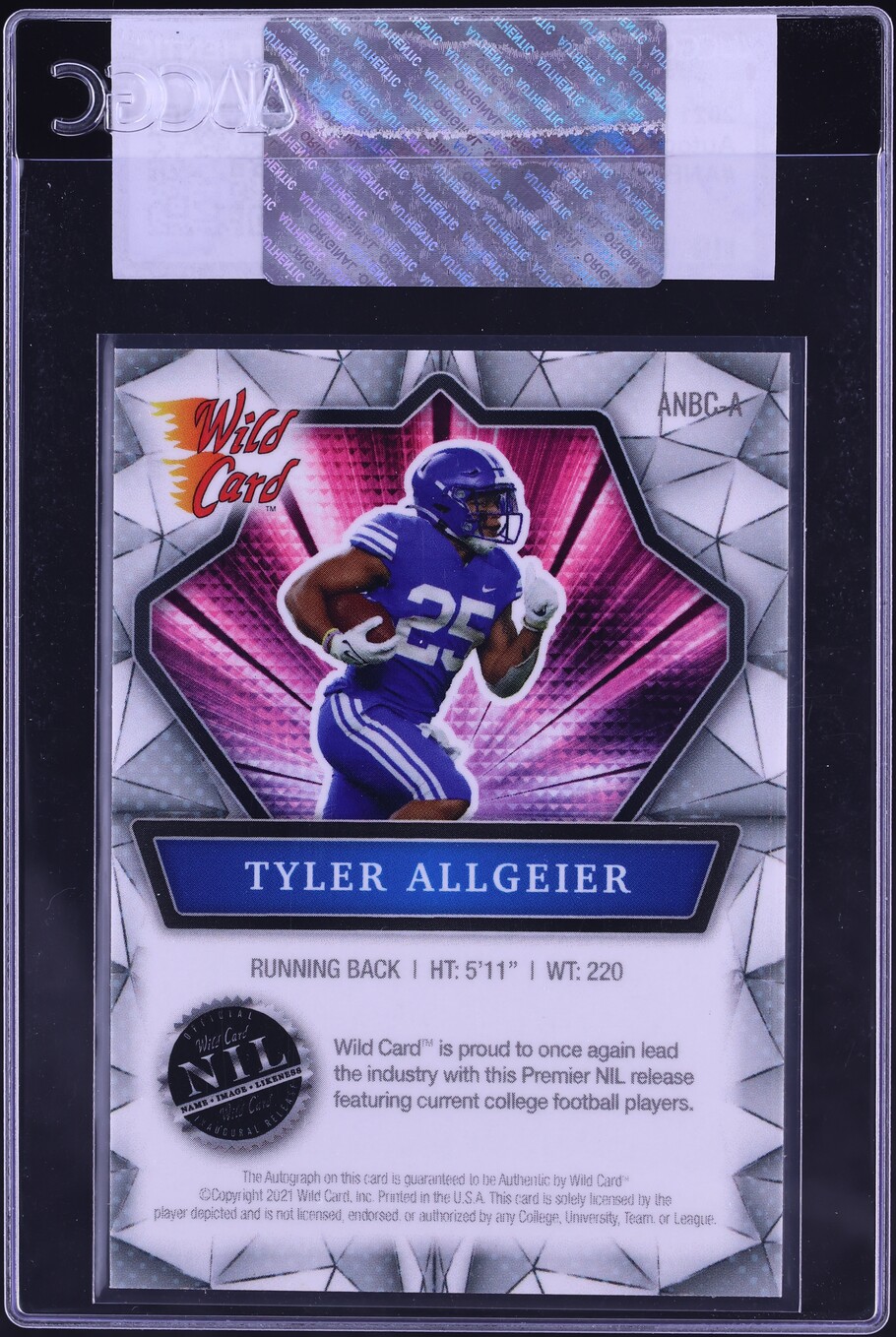 2021 Wild Card Alumination NIL Tyler Allgeier ROOKIE AUTO #ANBC-A CGC ...
