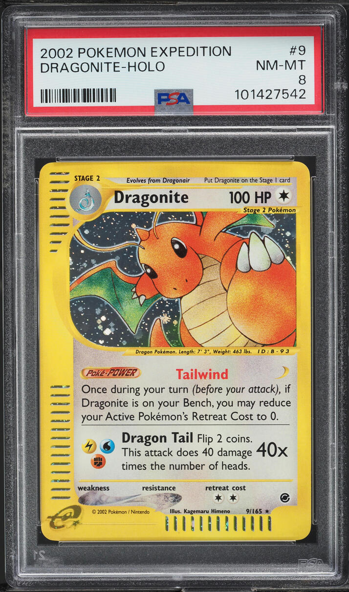 2002 Pokemon Expedition Holo Dragonite #9 PSA 8 NM-MT on Fanatics Collect