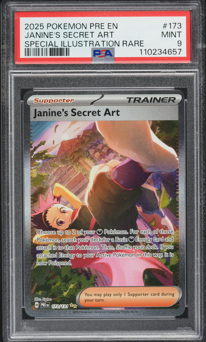 2025 Pokemon SV Prismatic Evolutions SIR Janine's Secret Art #173 PSA 9 ...