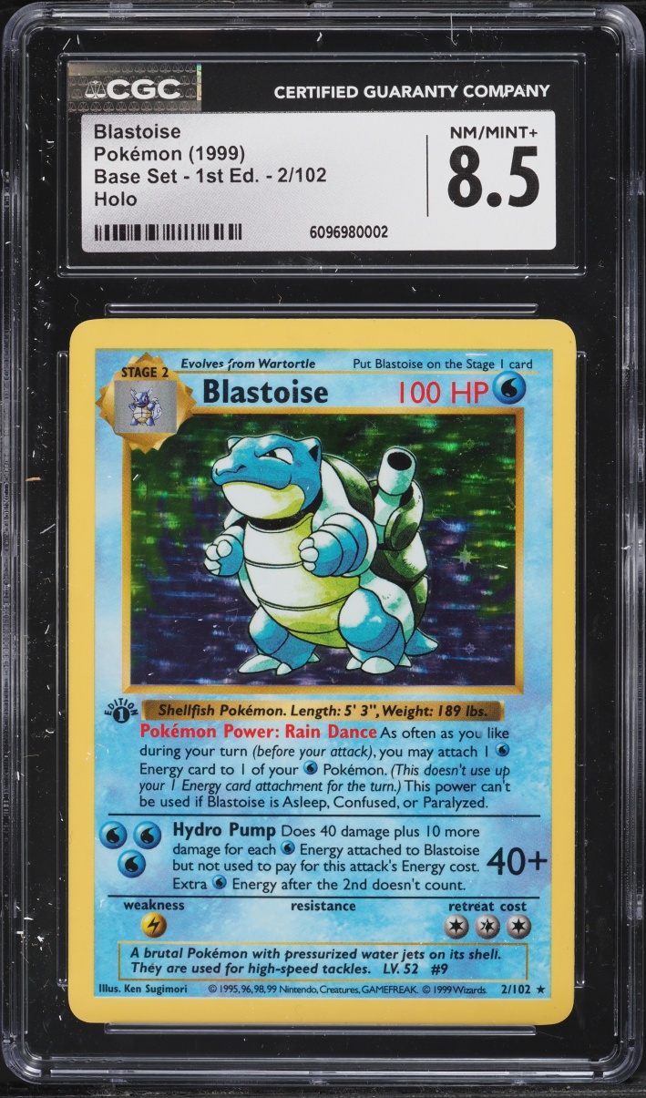 1999 Pokemon Base Set Shadowless 1st Edition Holo Blastoise #2 CGC 8.5 ...