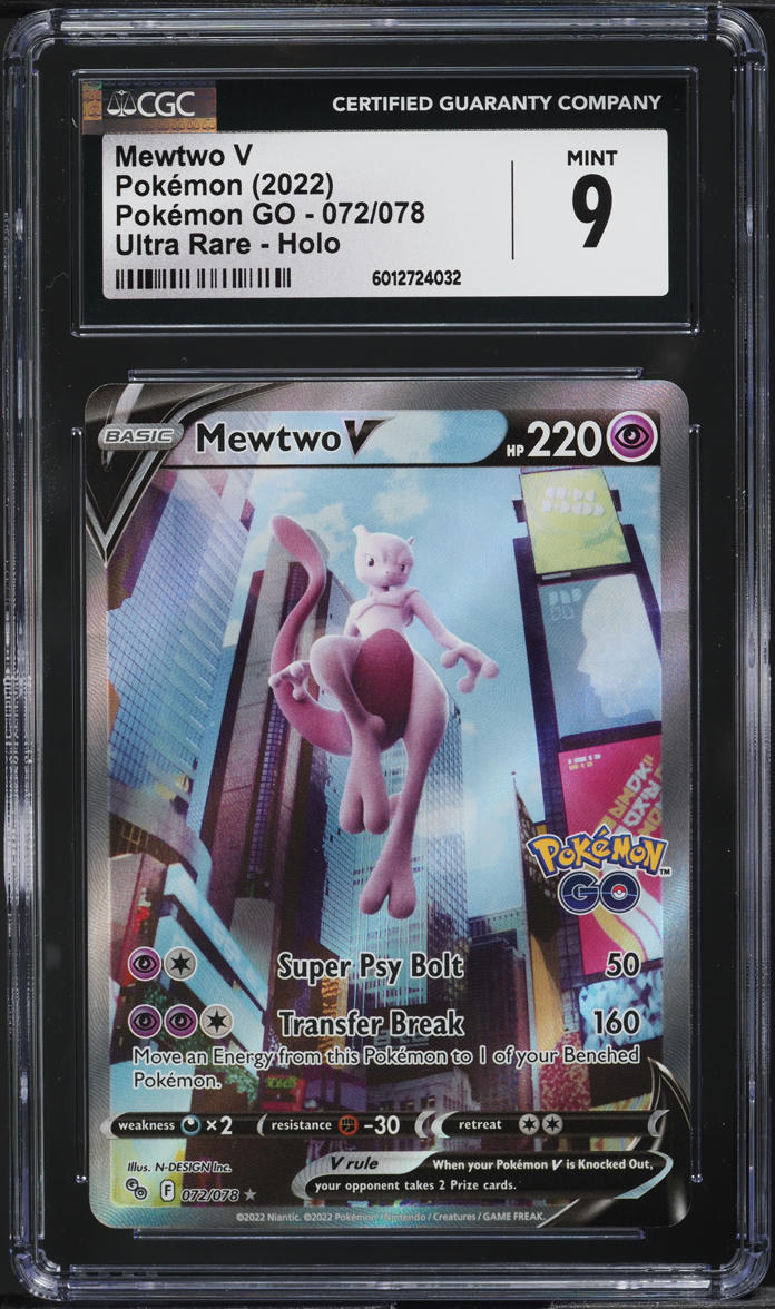 2022 Pokemon SWSH Pokemon GO Full Art Mewtwo V #72 CGC 9 MINT on Fanatics Collect