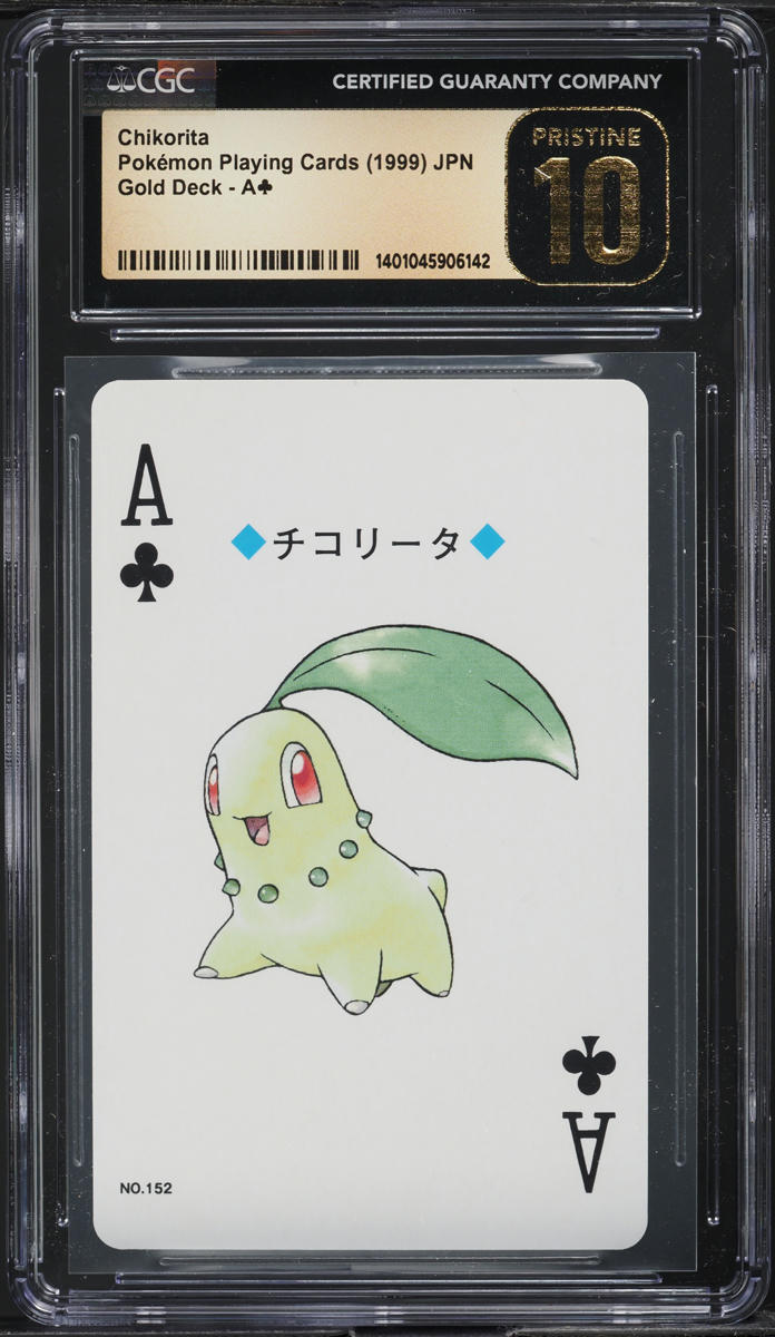 1999 Pokemon Japanese Gold Poker Set Nintendo Playing Card Chikorita ...