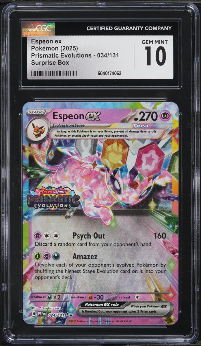 2025 Pokemon SV Prismatic Evolutions Surprise Box Espeon ex #34 CGC 10 GEM MINT on Fanatics Collect
