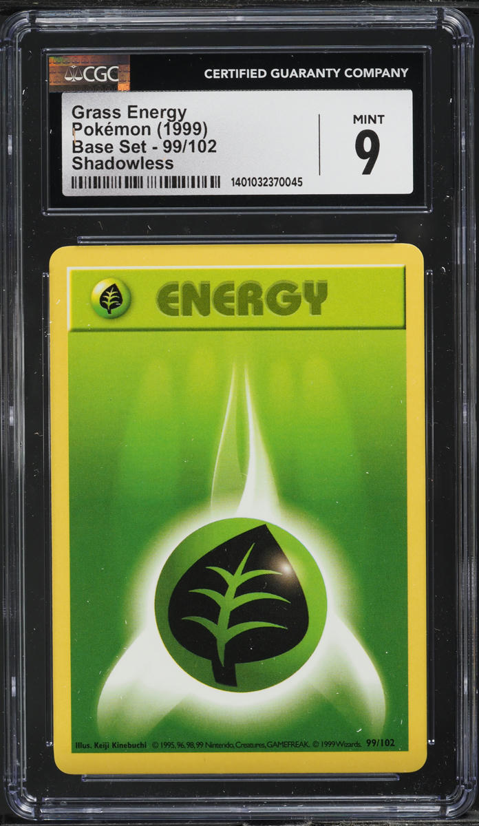 1999 Pokemon Base Set Shadowless Grass Energy #99 CGC 9 MINT on ...