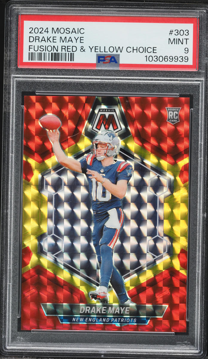 2024 Panini Mosaic Fusion Red & Yellow Choice Drake Maye ROOKIE /80 ...