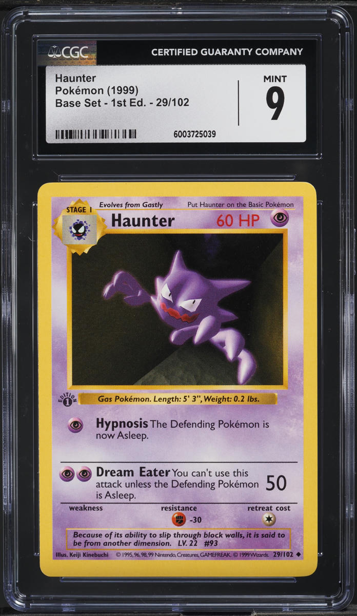 1999 Pokemon Base Set Shadowless 1st Edition Haunter #29 CGC 9 MINT on ...