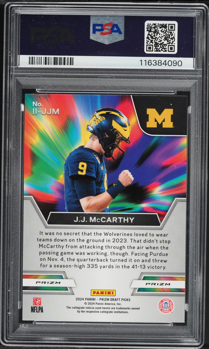 2024 Panini Prizm Instant Impact Red Ice J.J. McCarthy ROOKIE #II-JJM PSA 9 MINT on Fanatics Collect
