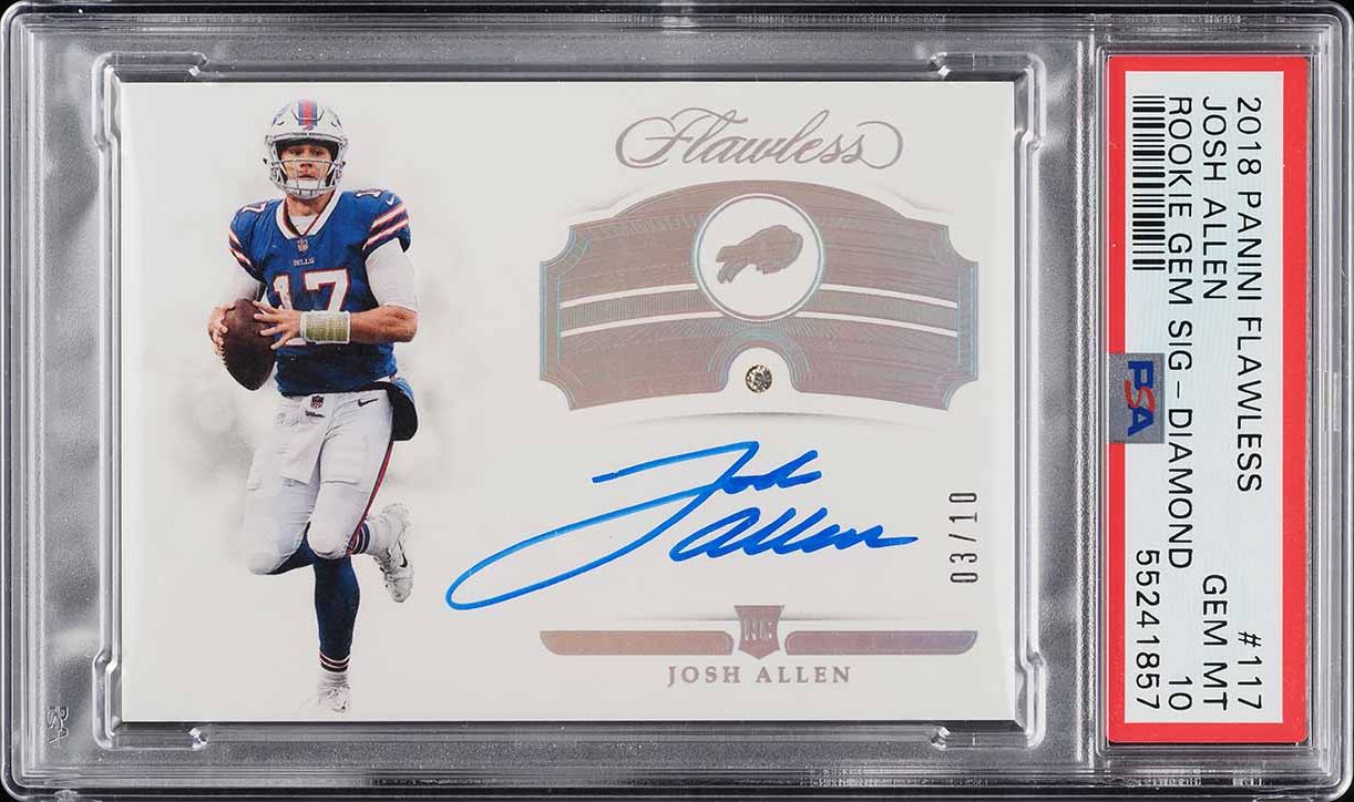 2018 Panini Flawless Gem Diamond Josh Allen ROOKIE AUTO /10 #117 PSA 10 ...