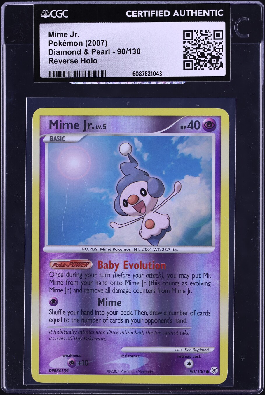 2007 Pokemon Diamond & Pearl Reverse Holo Mime Jr. #90 CGC AUTH on ...