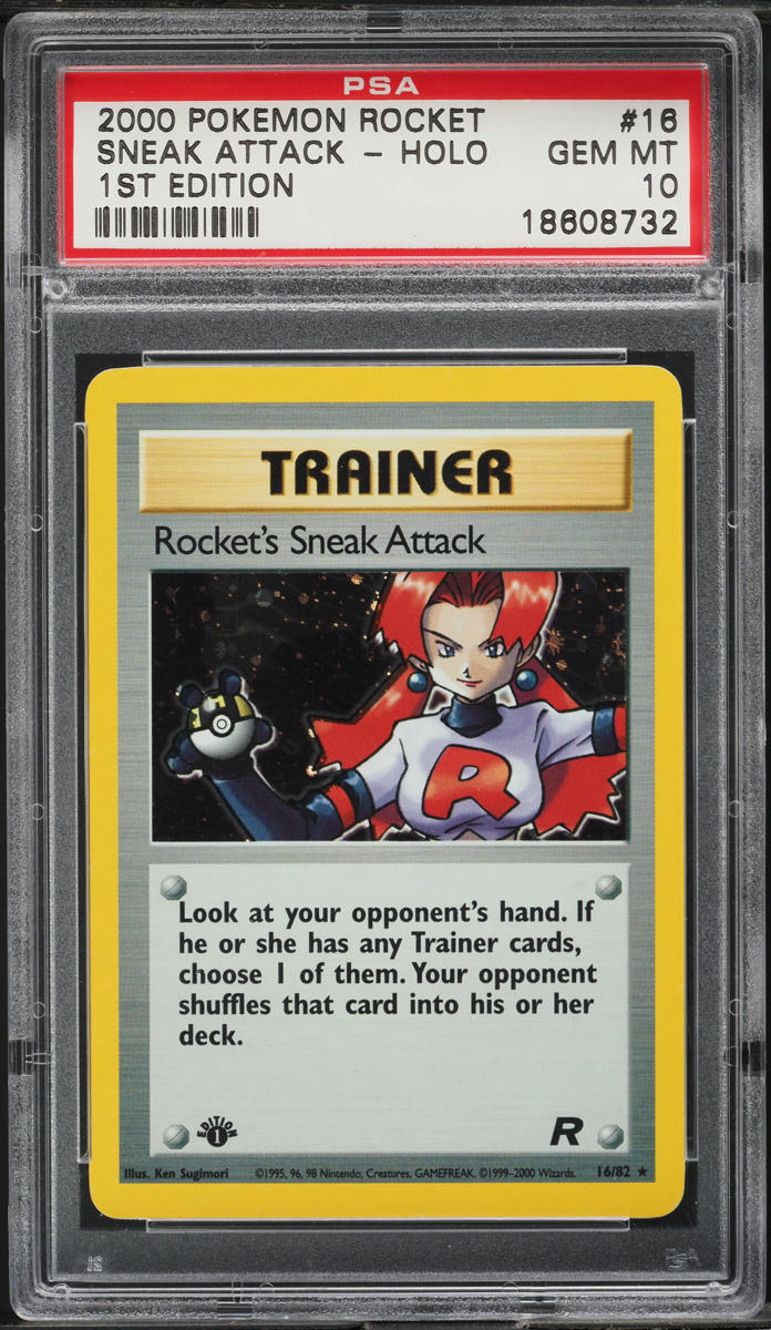 2000 Pokemon Team Rocket 1st Edition Holo Rocket's Sneak Attack #16 PSA ...