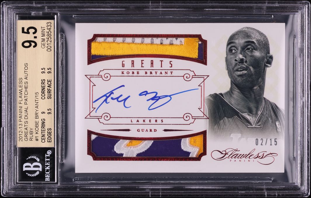 2012 Panini Flawless Greats Dual Ruby Kobe Bryant PATCH AUTO /15 #1 BGS 9.5 GEM on Fanatics Collect