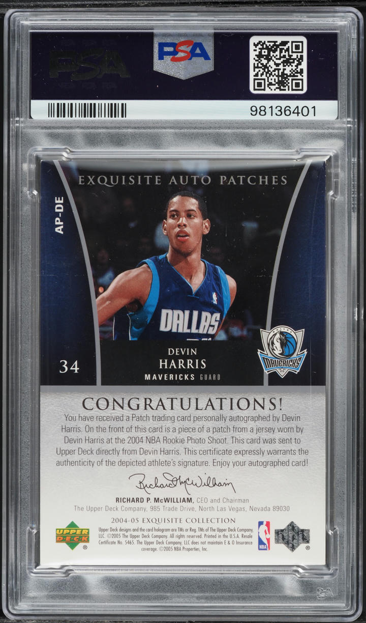 2004 Exquisite Collection Devin Harris ROOKIE PATCH AUTO /100 #AP-DE ...