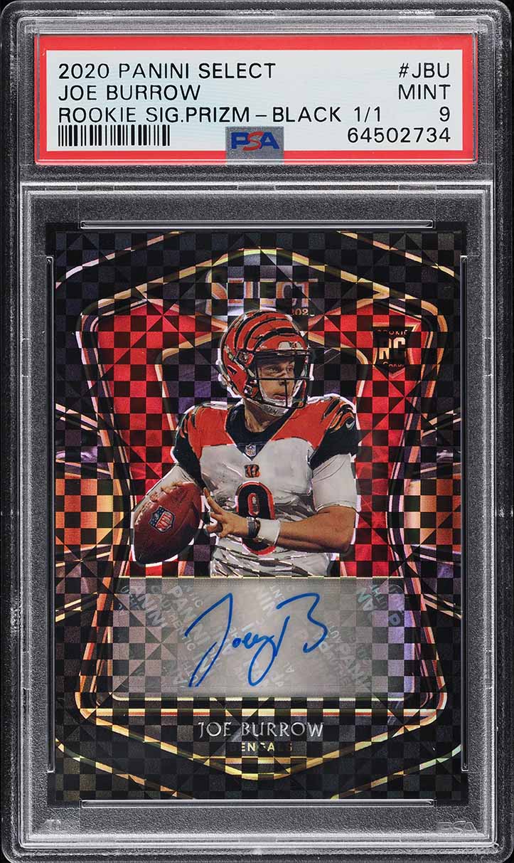 2020 Select Black Prizm Joe Burrow ROOKIE AUTO 1/1 #JBU PSA 9 MINT on ...