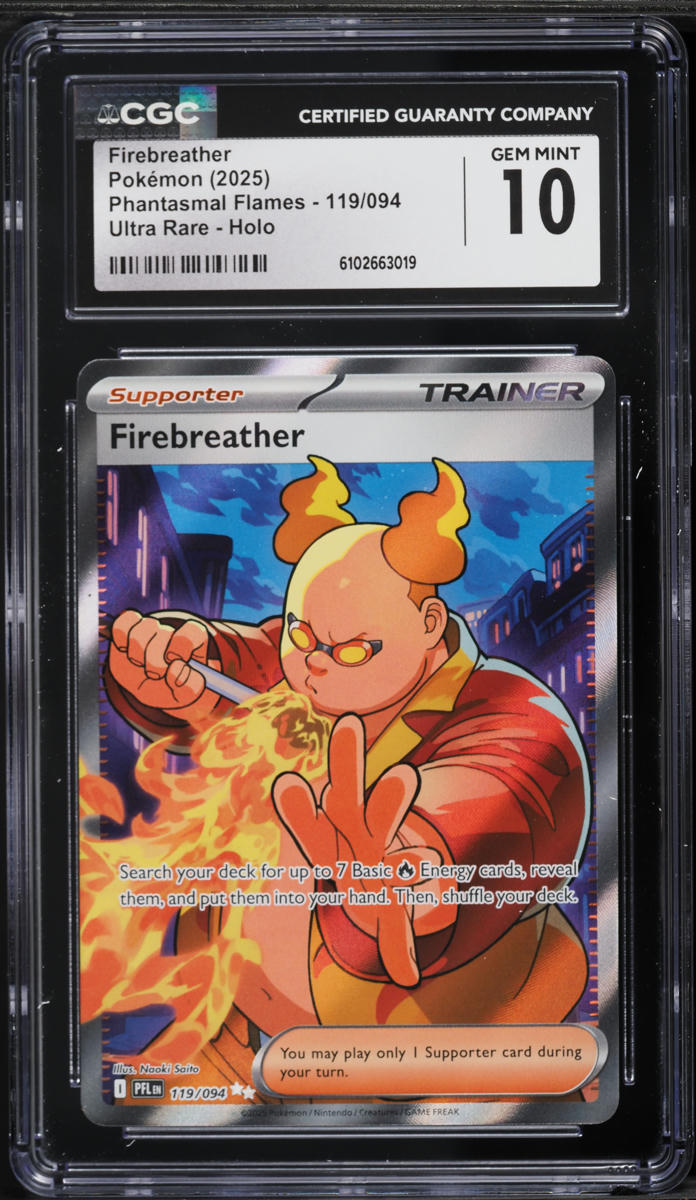 2025 Pokemon Mega Phantasmal Flames Full Art Firebreather #119 CGC 10 ...