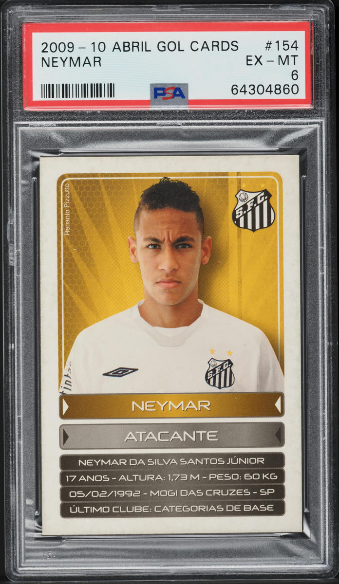 2009 Abril Gol Cards Neymar Jr. ROOKIE #154 PSA 6 EXMT on Fanatics Collect