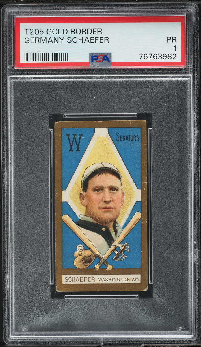 1911 T205 Gold Border Germany Schaefer PSA 1 PR on Fanatics Collect